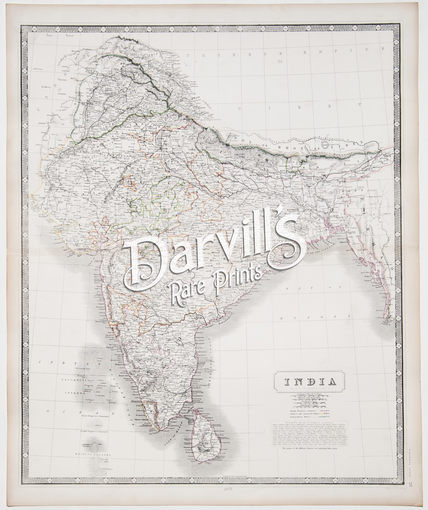 Antique Maps of India Hindoostan Indian Ocean