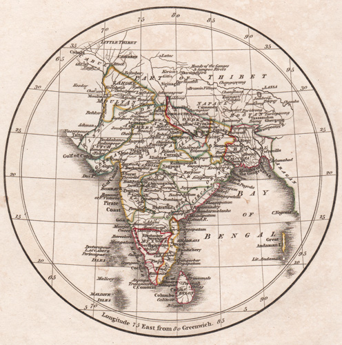 Antique Maps of India Hindoostan Indian Ocean