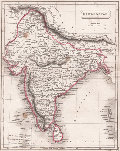 Antique Maps of India Hindoostan Indian Ocean