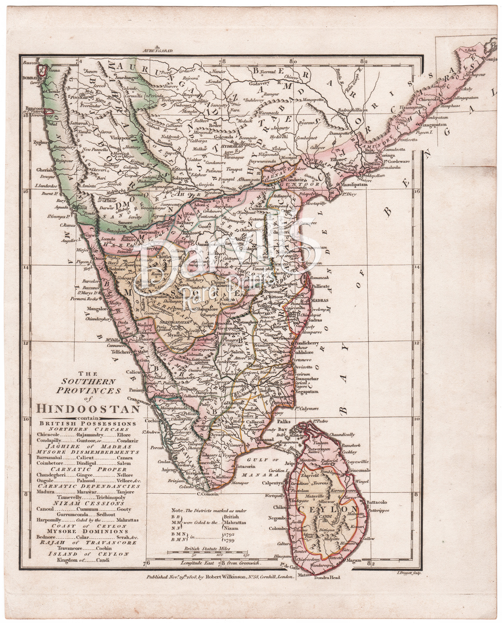 Antique Maps of India Hindoostan Indian Ocean