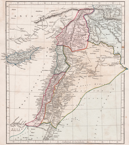Antique Maps of The Middle East – Syria, Palestine, Holy Land, Biblical ...