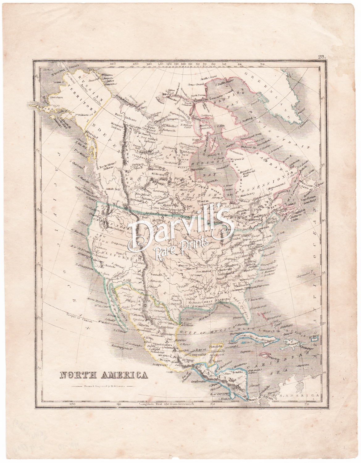 Antique maps of America, the United States of America, American States ...