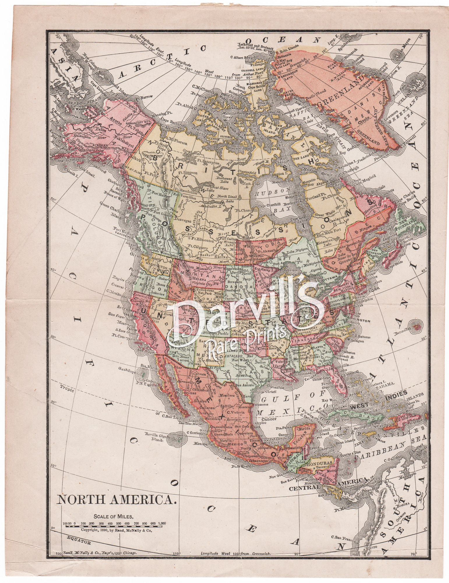 Antique maps of America, the United States of America, American States ...