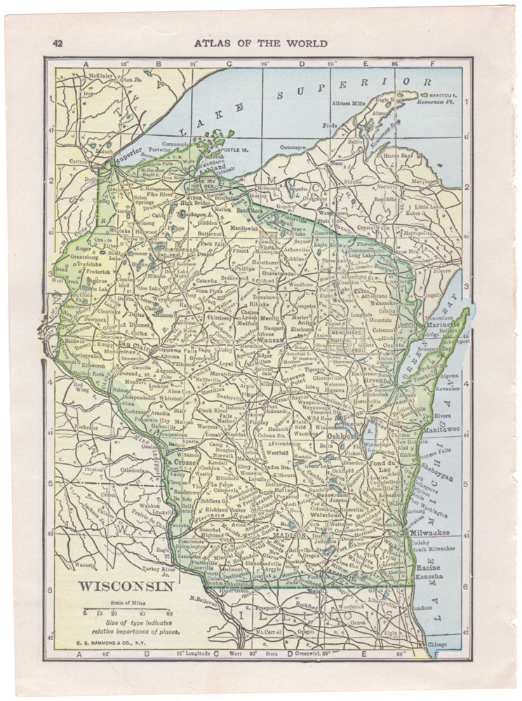 antique maps from Hammond's Handy Atlas of 1910