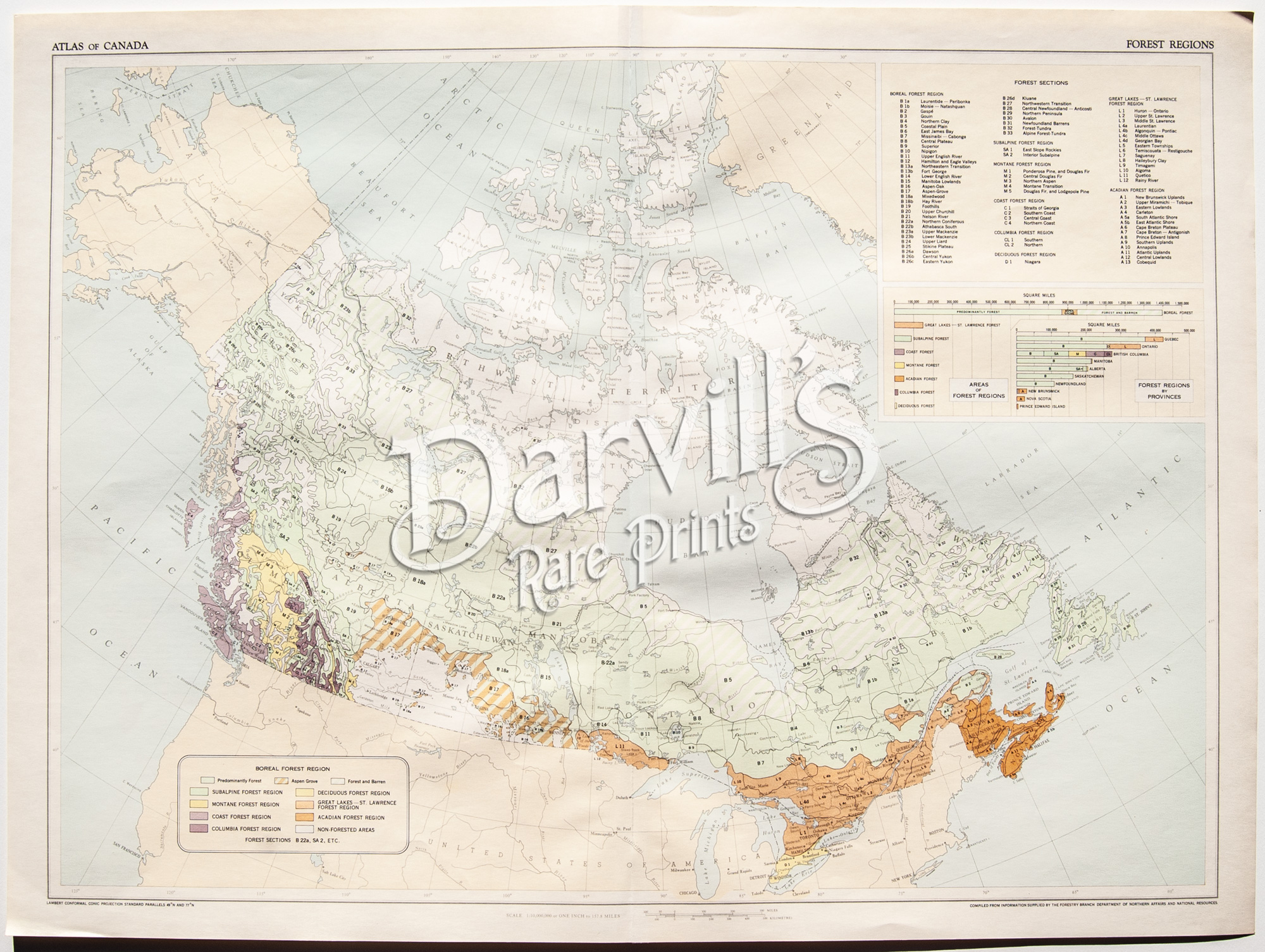 Vintage maps of Canada from the Atlas of Canada 1957