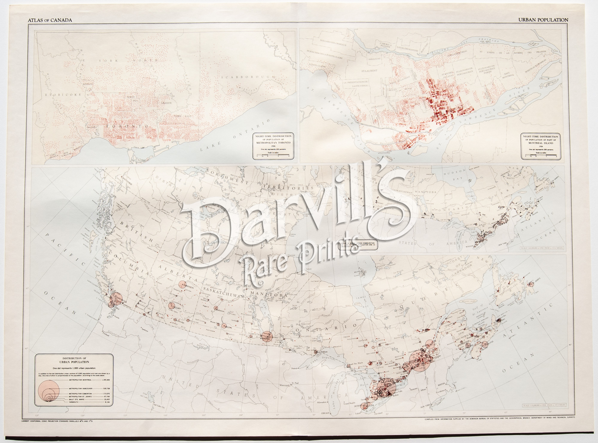 Vintage maps of Canada from the Atlas of Canada 1957