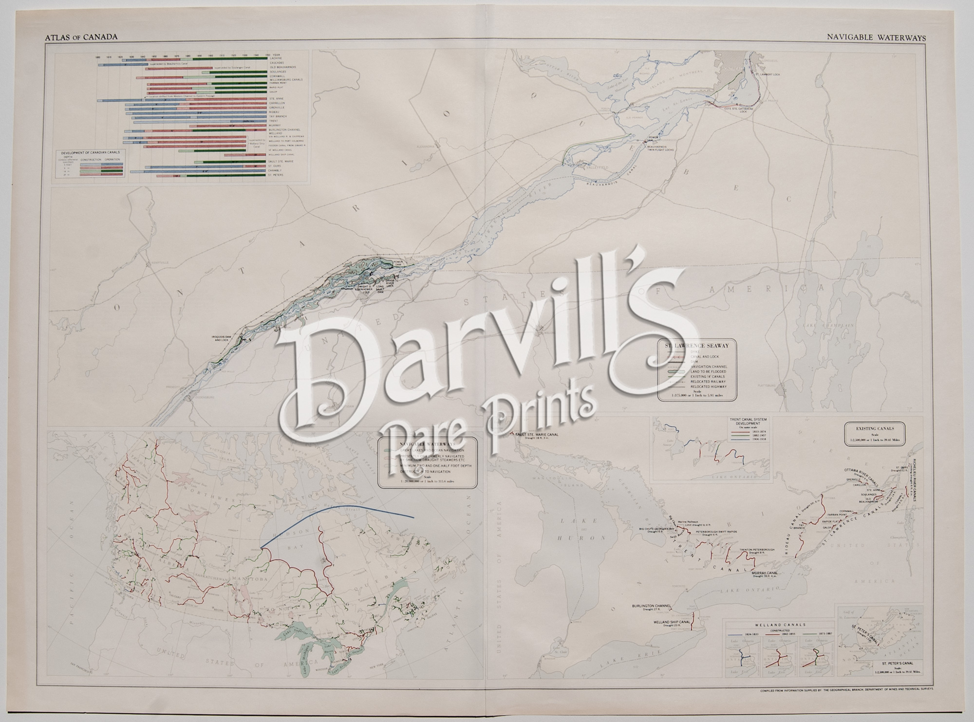 Vintage maps of Canada from the Atlas of Canada 1957