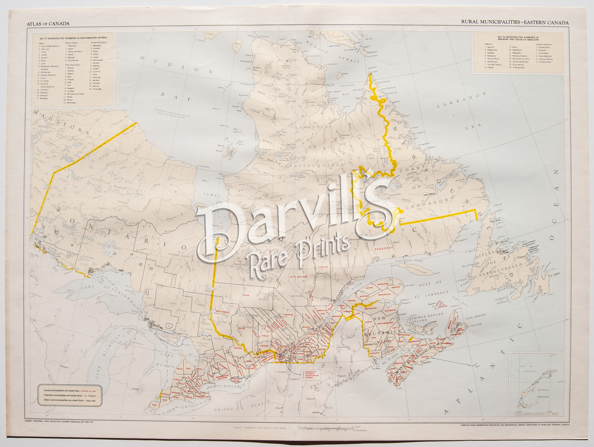 Vintage maps of Canada from the Atlas of Canada 1957