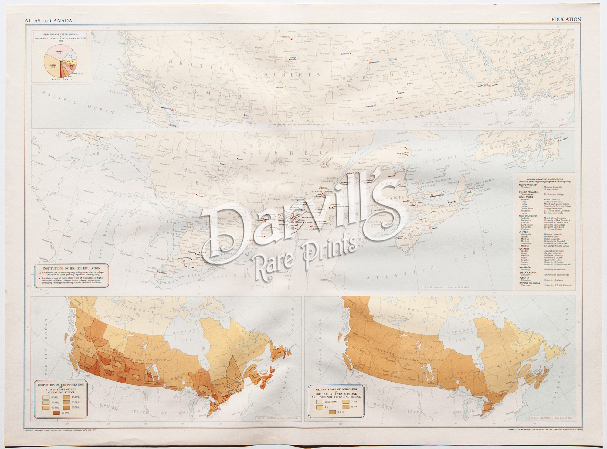 Vintage maps of Canada from the Atlas of Canada 1957