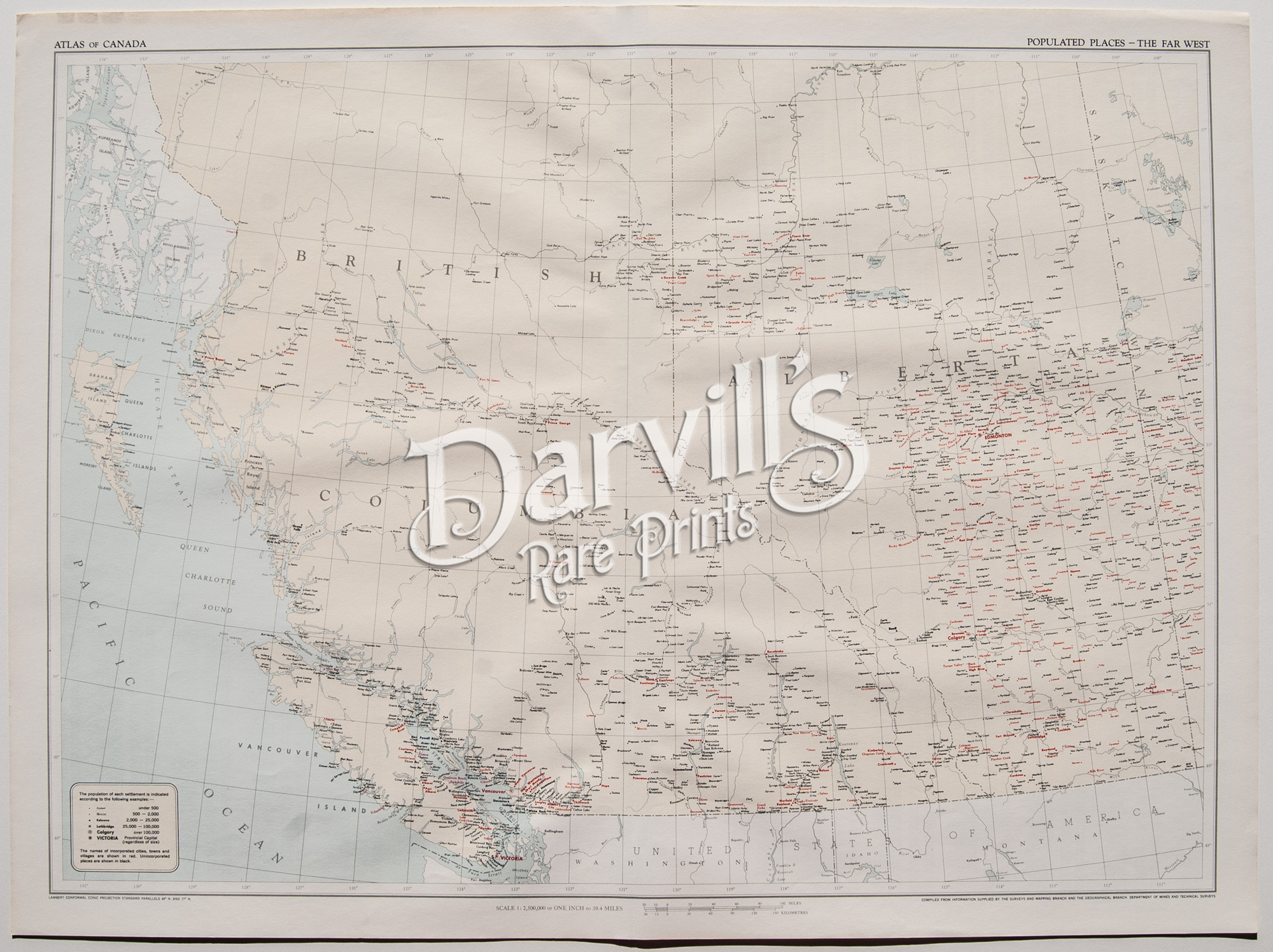 Vintage maps of Canada from the Atlas of Canada 1957