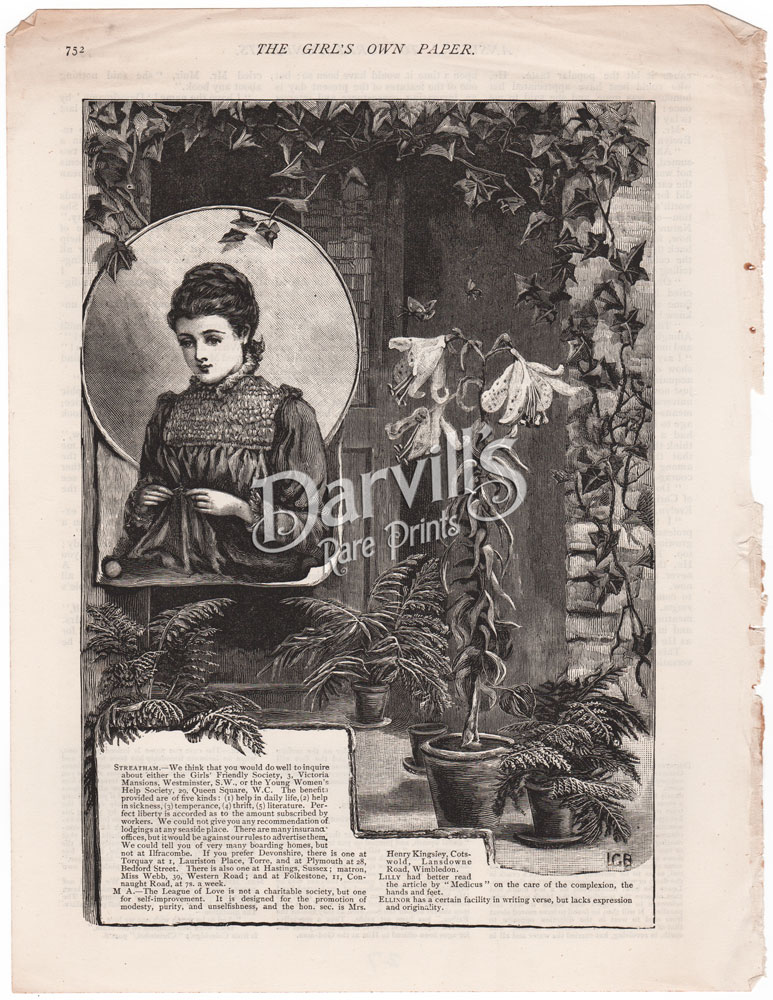 Original engravings from "The Girl's Own Paper" a Victorian magazine ...