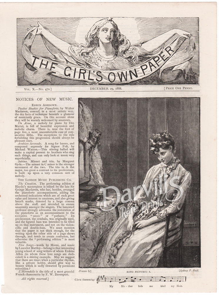 Original engravings from "The Girl's Own Paper" a Victorian magazine ...