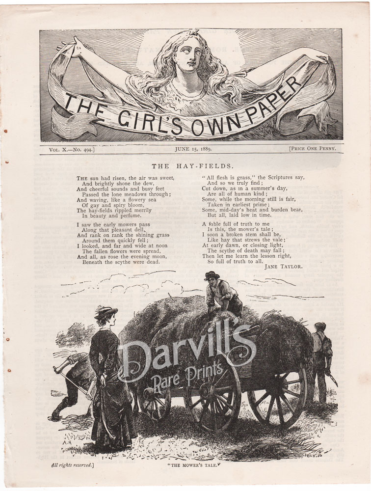 Original engravings from "The Girl's Own Paper" a Victorian magazine ...