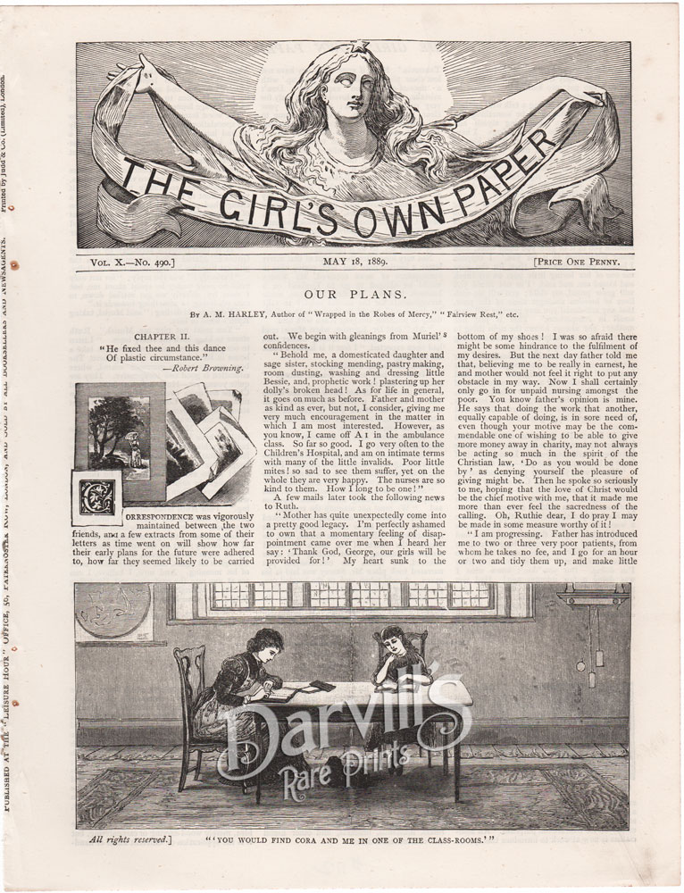 Original engravings from "The Girl's Own Paper" a Victorian magazine ...