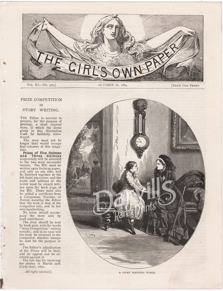 Original engravings from "The Girl's Own Paper" a Victorian magazine ...