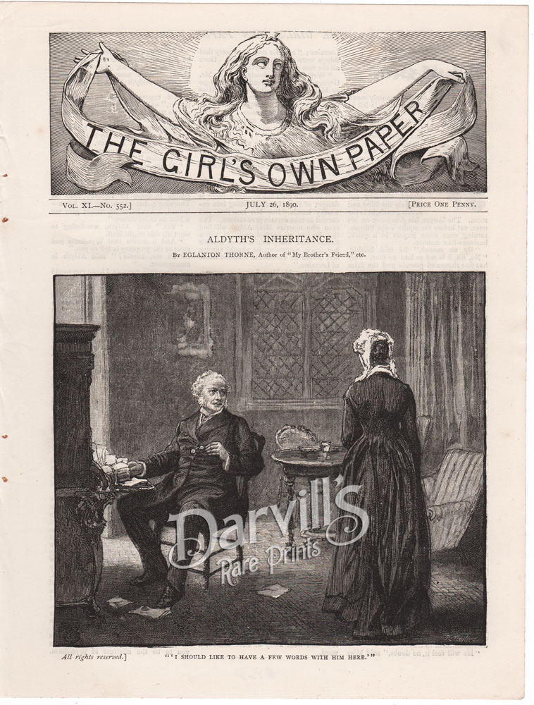 Original engravings from "The Girl's Own Paper" a Victorian magazine ...