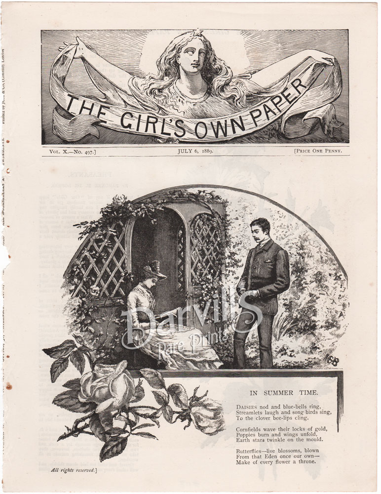 Original engravings from "The Girl's Own Paper" a Victorian magazine ...
