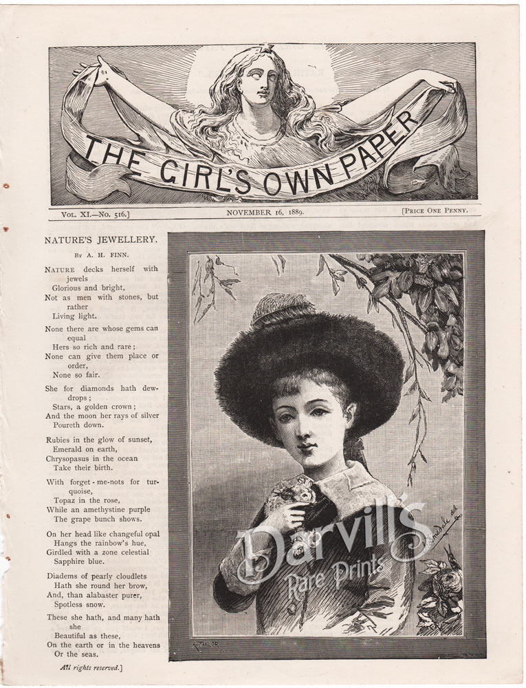 Original engravings from "The Girl's Own Paper" a Victorian magazine ...