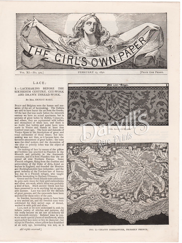 Original engravings from "The Girl's Own Paper" a Victorian magazine ...