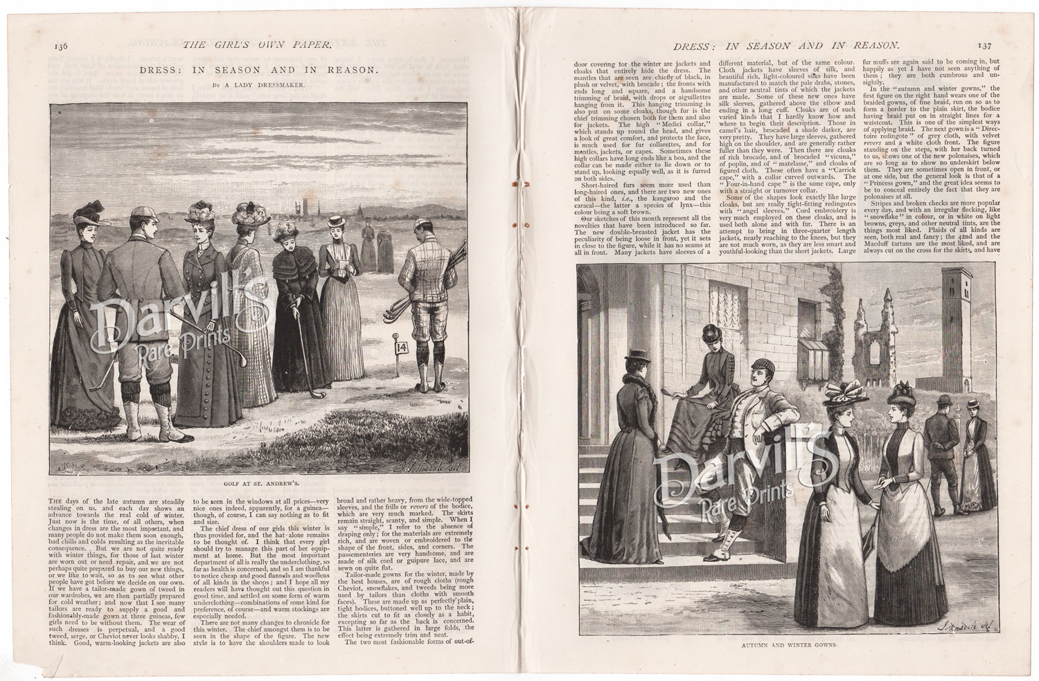 Original engravings from "The Girl's Own Paper" a Victorian magazine ...