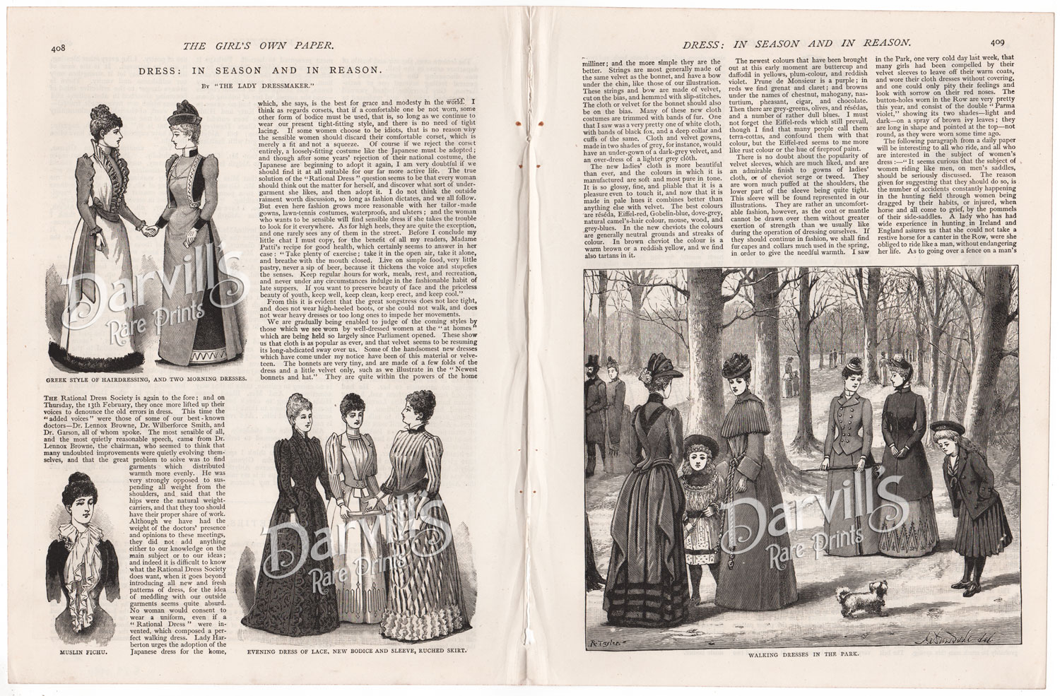 Original engravings from "The Girl's Own Paper" a Victorian magazine ...
