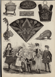 Antique prints of Victorian fashion, patterns, etc.