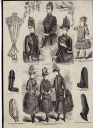 Antique prints of Victorian fashion, patterns, etc.