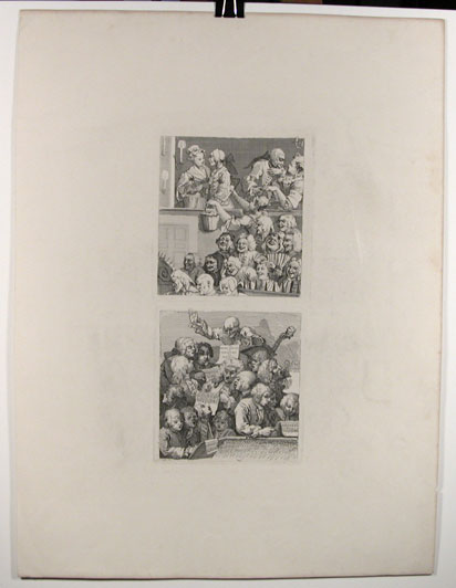 "Laughing Audience" and "Chorus of Singers" by William Hogarth