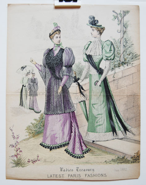 "Ladies' Treasury" hand-coloured Paris fashion prints, engravings ...