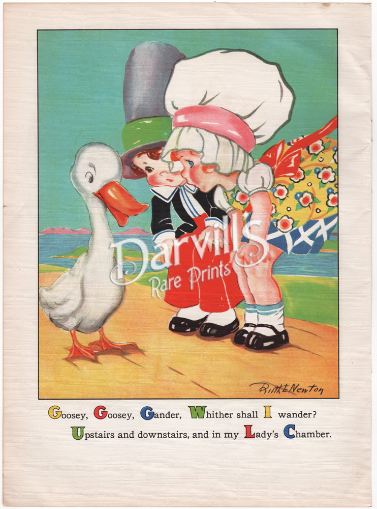 Mother Goose nursery rhyme illustrations by Ruth E. Newton (1943)