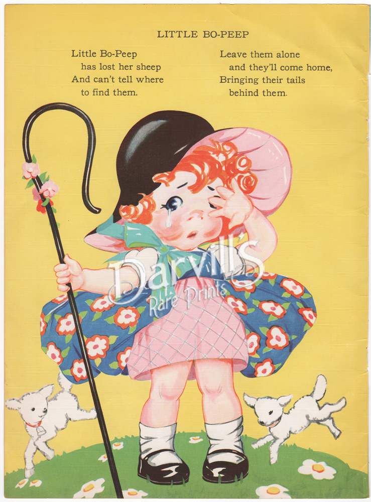 Mother Goose nursery rhyme illustrations by Ruth E. Newton (1943)