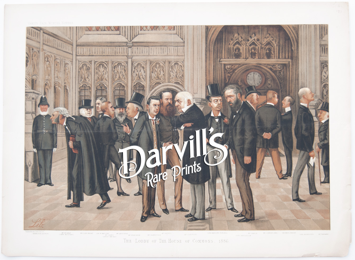 Original Vanity Fair print "The Lobby of the House of Commons, 1886 ...