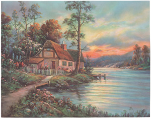 Vintage calendar or poster prints of Cottages, Cabins, Mills, etc ...