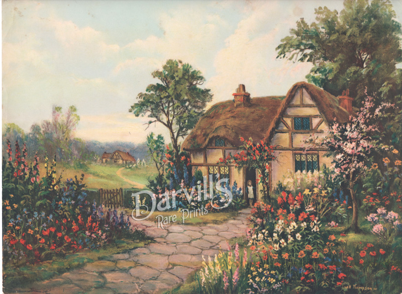 Vintage calendar or poster prints of Cottages, Cabins, Mills, etc ...