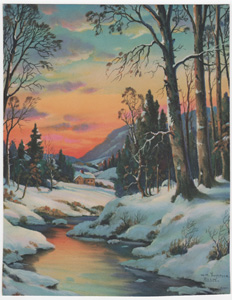 Vintage calendar or poster prints of Cottages, Cabins, Mills, etc ...