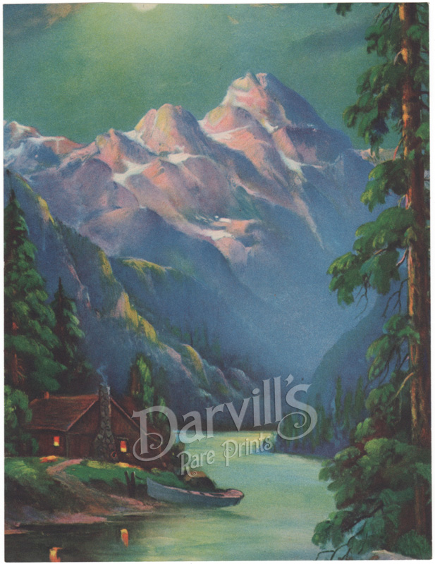 Vintage calendar or poster prints of Cottages, Cabins, Mills, etc ...