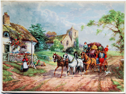 Vintage calendar or poster prints of fox hunting, dogs, horses, riders